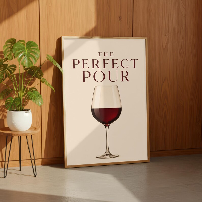 The Pour Red Wine Print, Minimalist Wall Art, Modern Kitchen Decor - Etsy