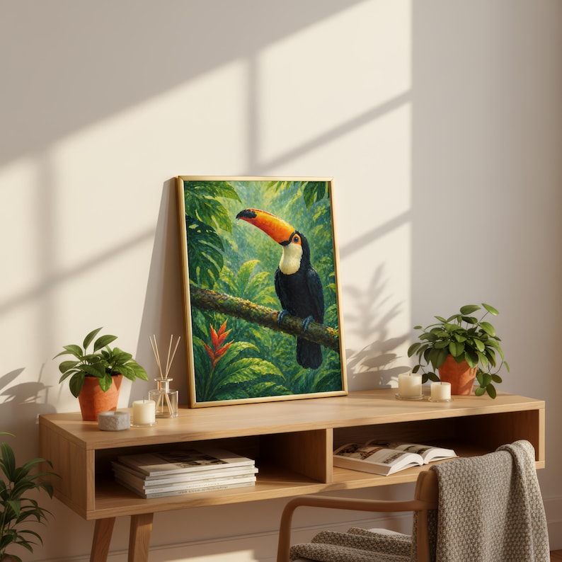 Toucan Jungle Wall Art, Tropical Bird Print, Rainforest Wildlife Poster ...