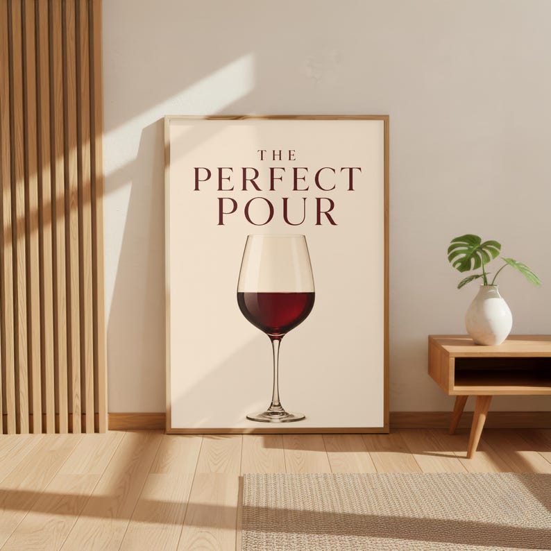 The Pour Red Wine Print, Minimalist Wall Art, Modern Kitchen Decor - Etsy
