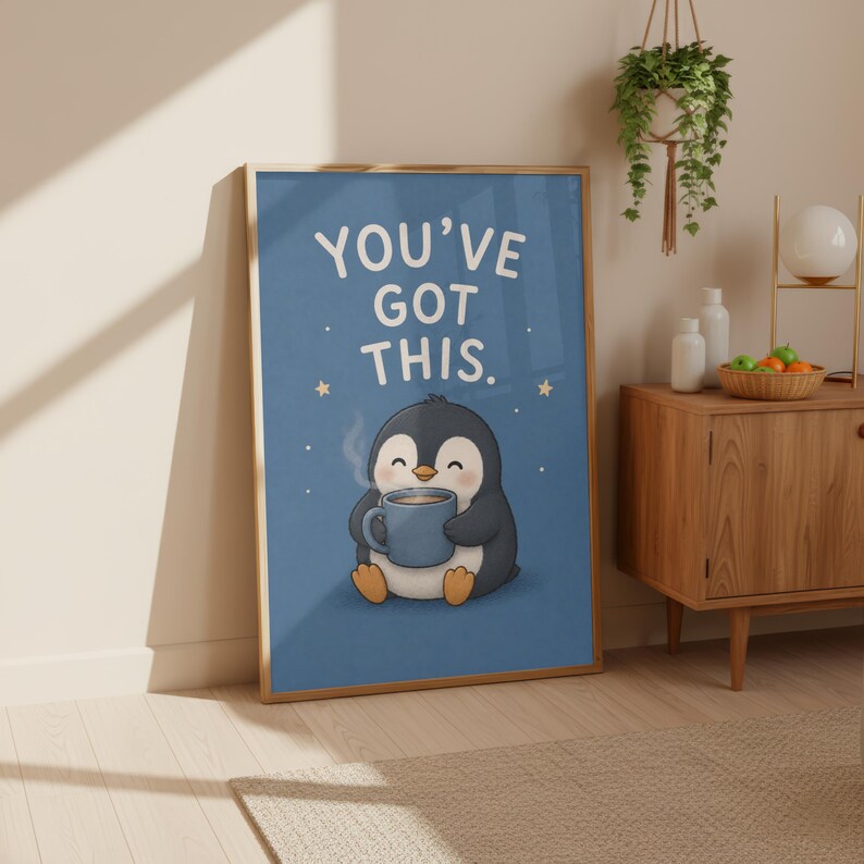 Penguin Wall Art, Encouraging Animal Print, Cozy Affirmation Poster - Etsy