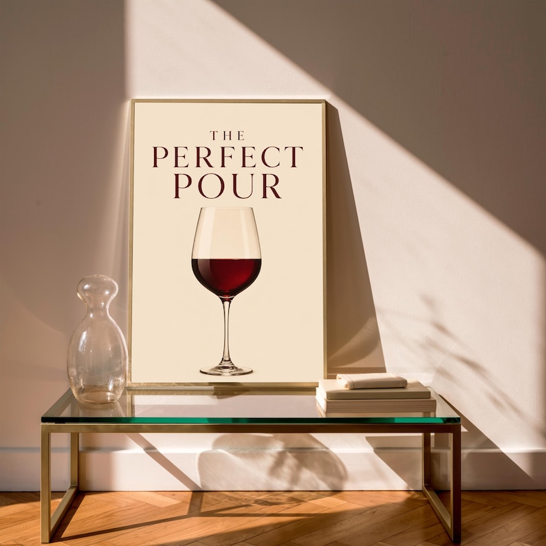 The Pour Red Wine Print, Minimalist Wall Art, Modern Kitchen Decor - Etsy