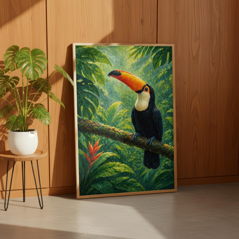 Toucan Jungle Wall Art, Tropical Bird Print, Rainforest Wildlife Poster ...