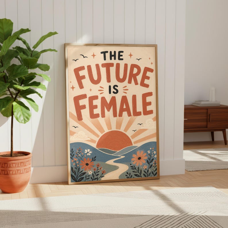 The Future is Female Print, Feminist Folk Art Poster, Inspirational ...