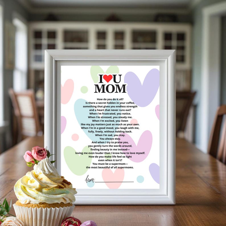 Heartfelt Mom Poem Print | Mother's Day Gift, Supermom (digital ...