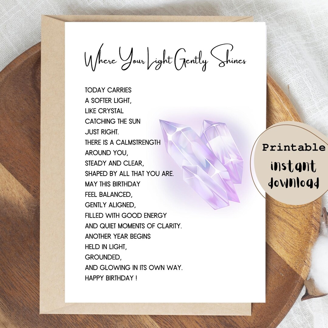 Celestial Birthday Poem Printable | Crystal Lover Bday Print ...