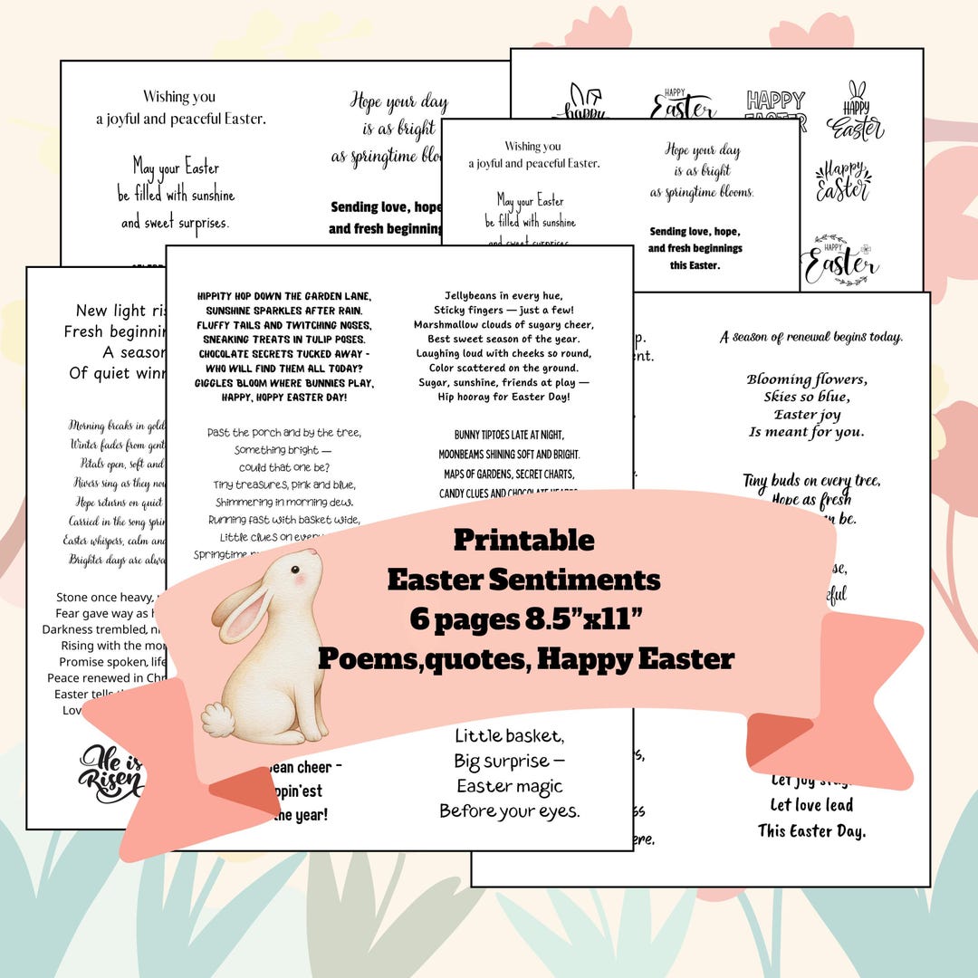 Printable Easter Sentiments Poems Quotes Bundle (digital Download) - Etsy