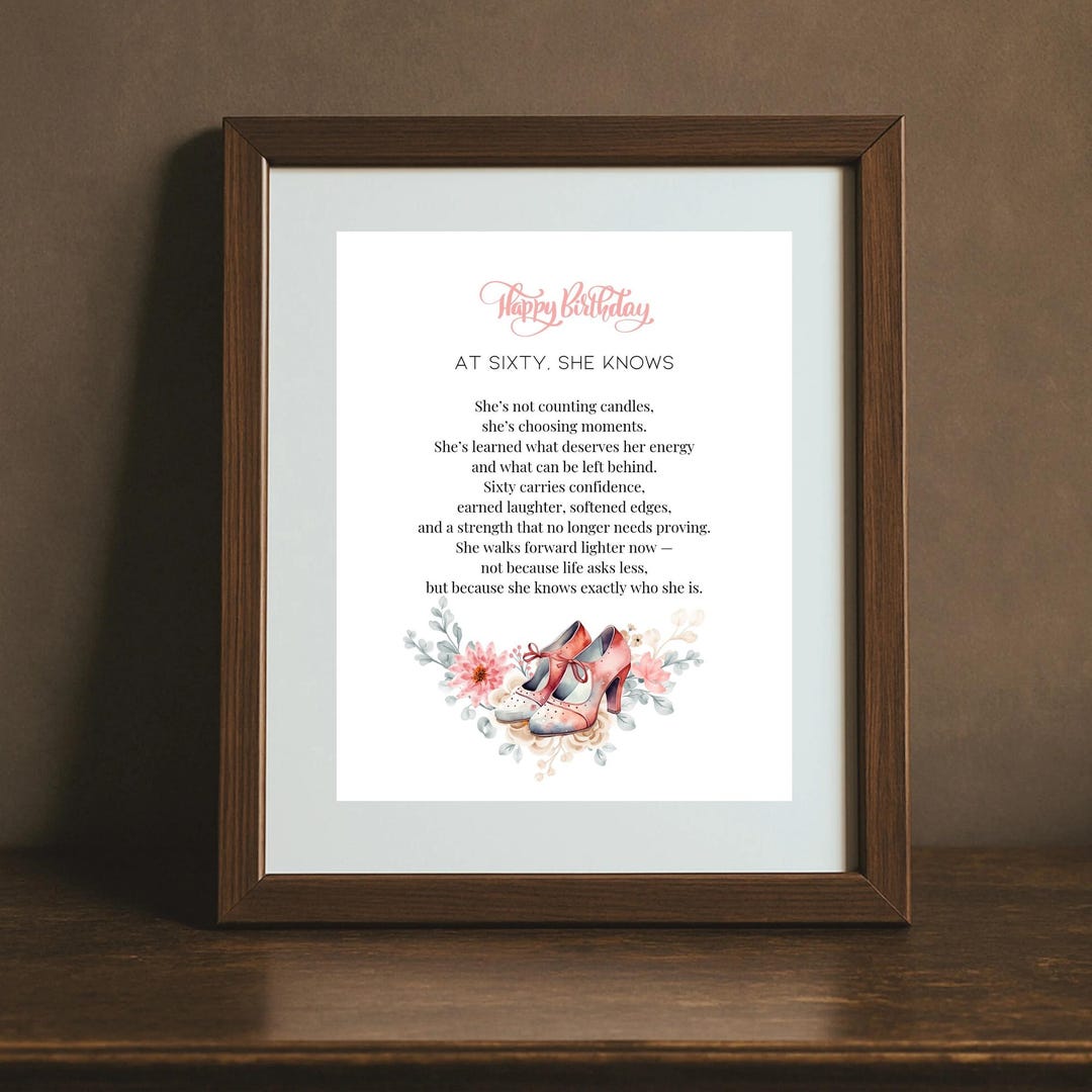 60th Birthday Poem Print for Her, Sixty Years Party Gift, Digital ...