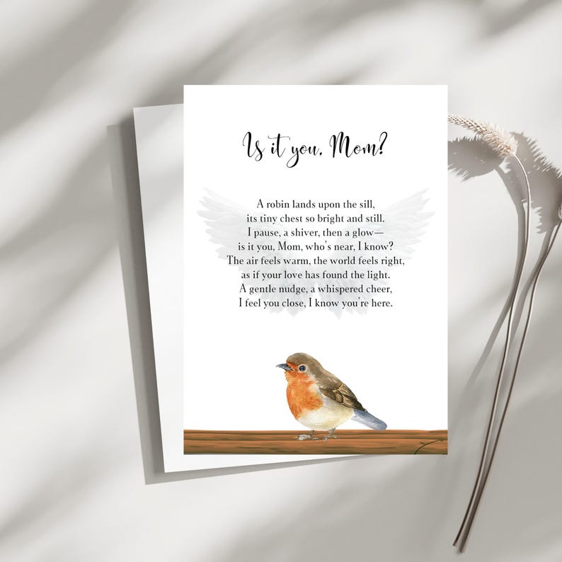 Mom Memorial Poem, Robin Keepsake, Bereavement Gift, Remembrance Wall ...