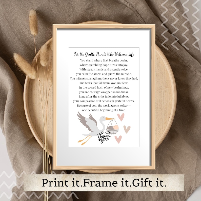 Midwife Appreciation Poem Card Printable – Thank You Midwife Gift ...