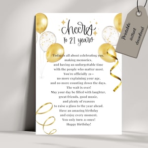 21st Birthday Card, Printable Gift for Her Him, Happy 21st Bday ...