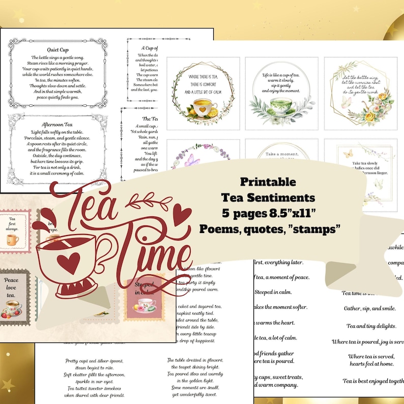 Printable Tea Sentiments, Poems Quotes Bundle (digital Download) - Etsy