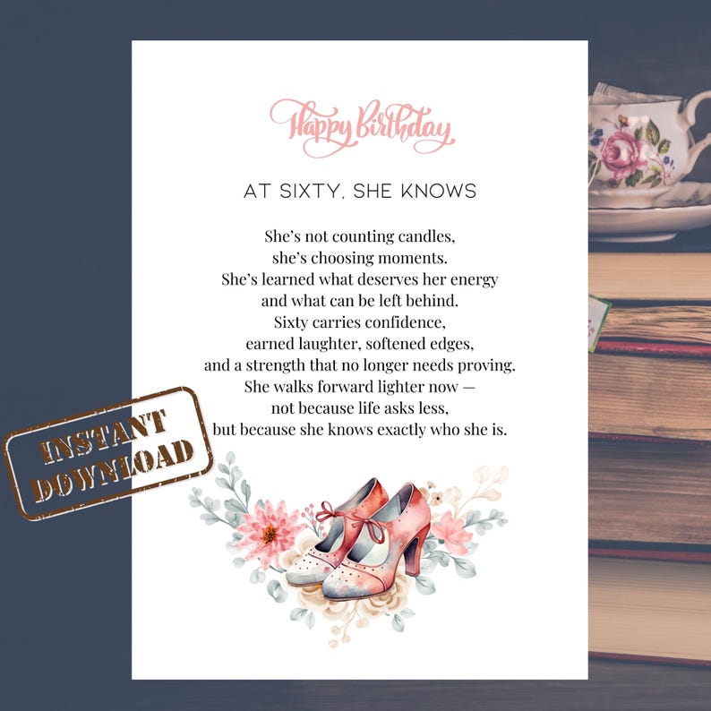 60th Birthday Poem Print for Her, Sixty Years Party Gift, Digital ...