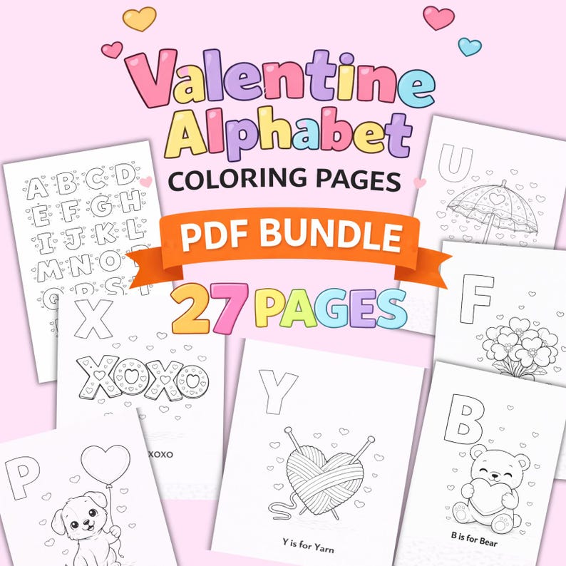 Valentine Alphabet Coloring Pages | Kids Valentines Printable ...