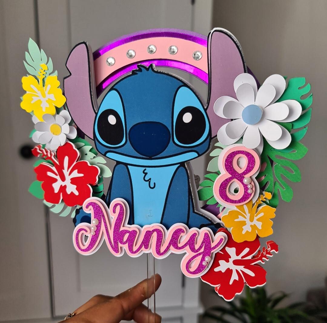 Personalized Stitch Cake Topper, Tropical Birthday Party - Etsy
