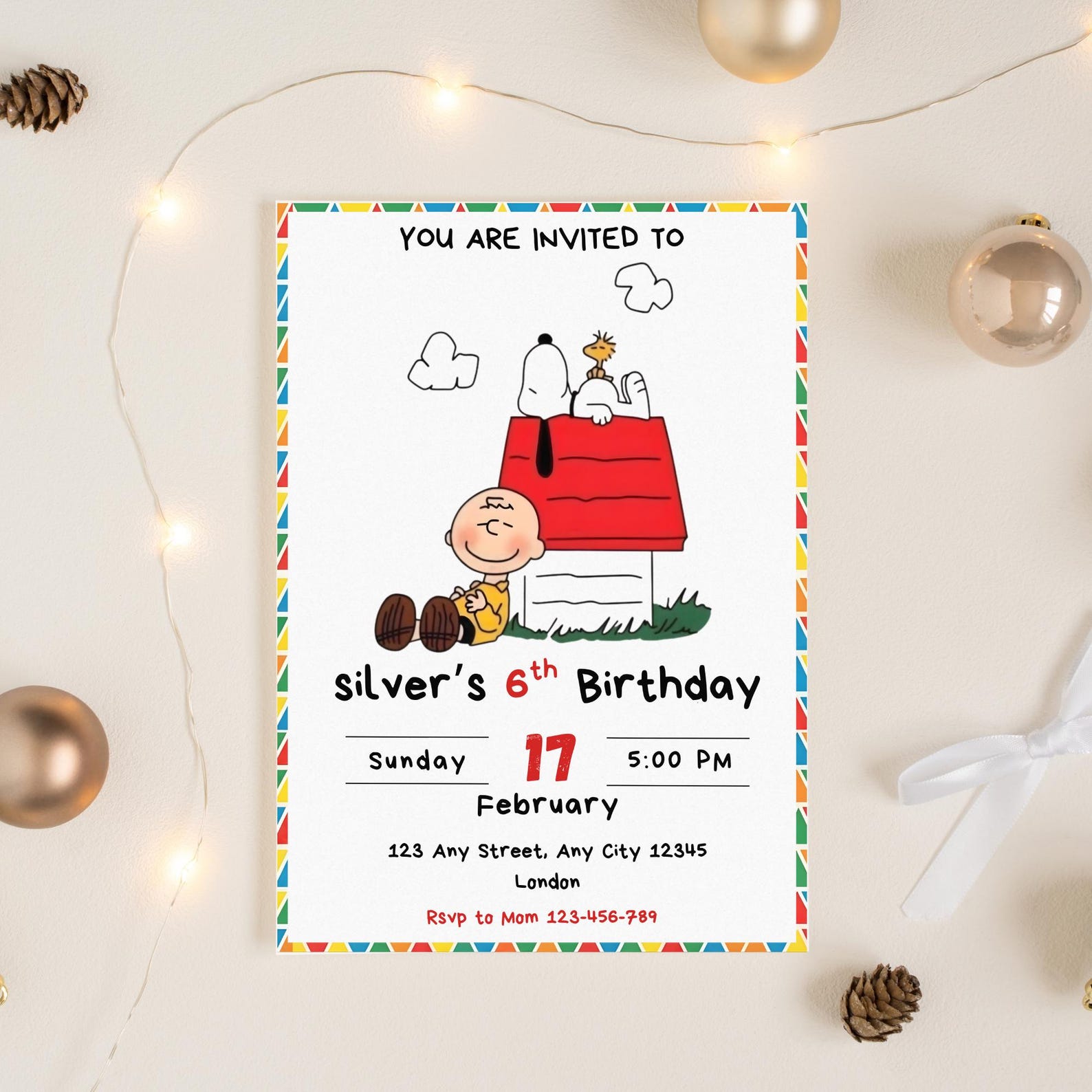 Snoopy Birthday Invitation, Editable in Canva, the Peanuts Birthday ...