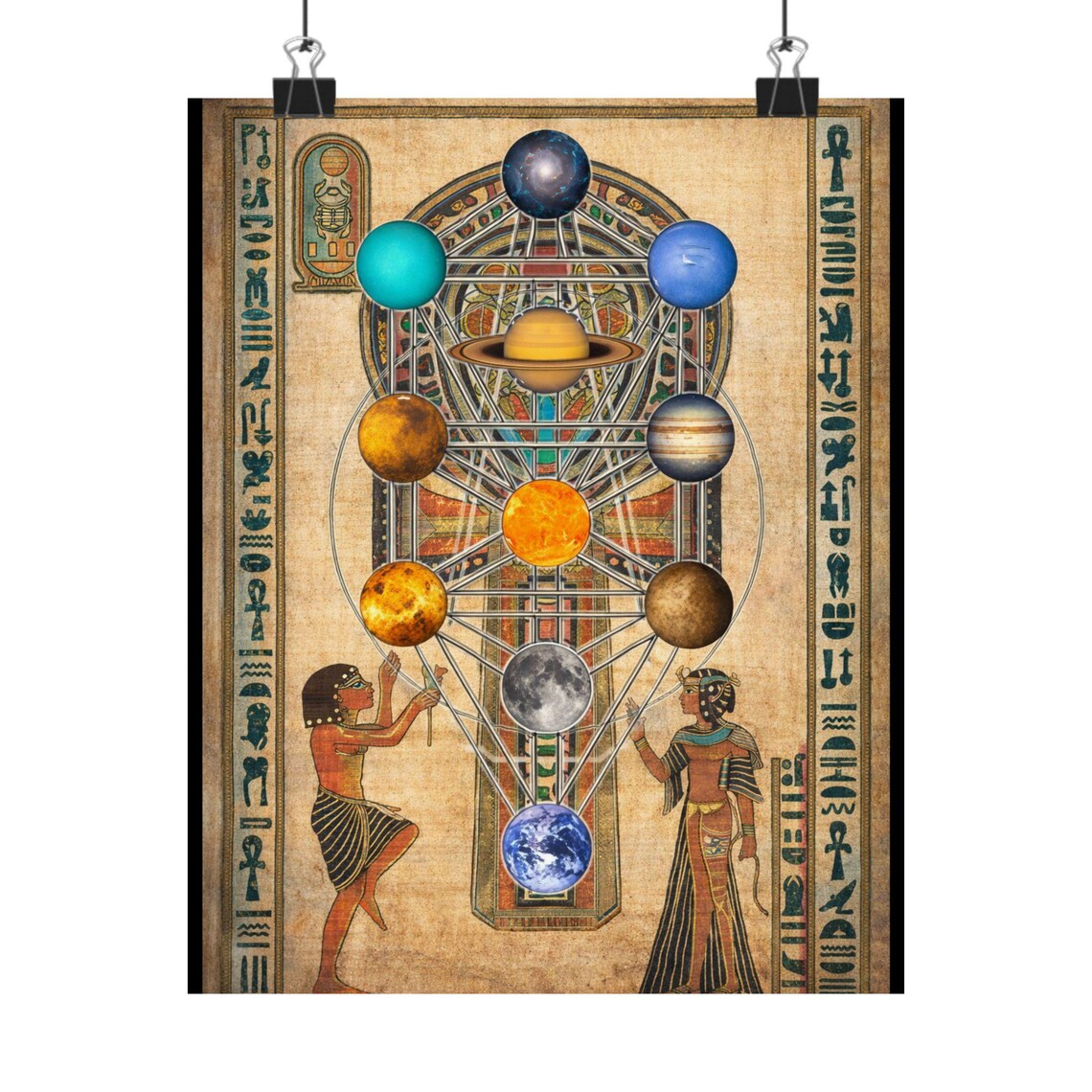 Ancient Egyptian Solar System Poster Matte Vertical Poster | Planetary ...