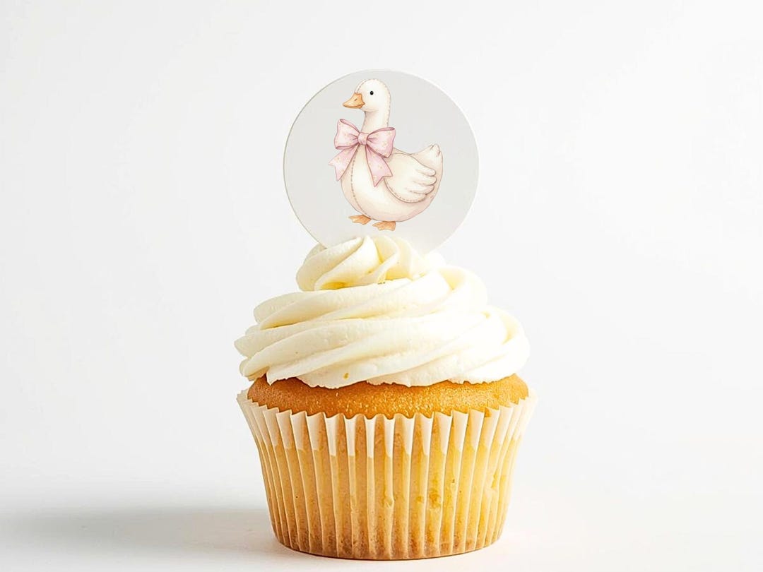 Vintage Goose Cupcake Toppers | Pink Bow Goose Party Decor | Storybook ...