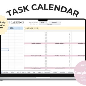 Monthly Calendar Template Google Sheets Bills Tracker Digital Planner ...