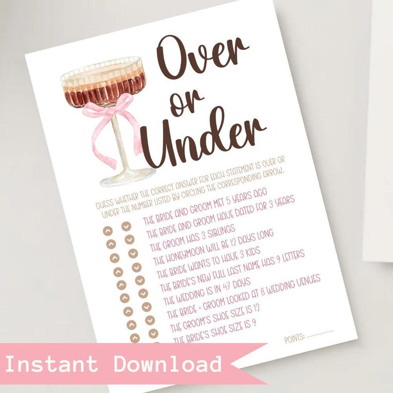 Bridal Shower Game Printable Instant Download Coffee Theme Wedding ...