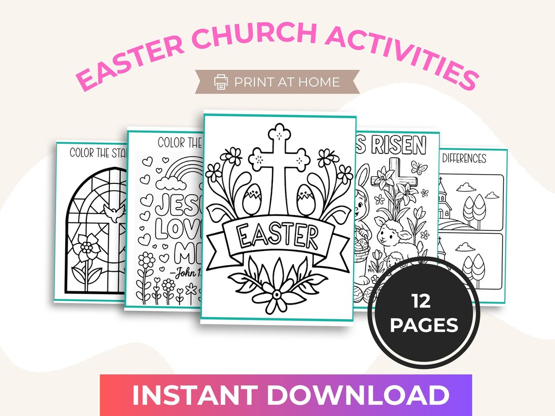 Christian Easter Printable Coloring Activity Bundle Kids Holiday ...