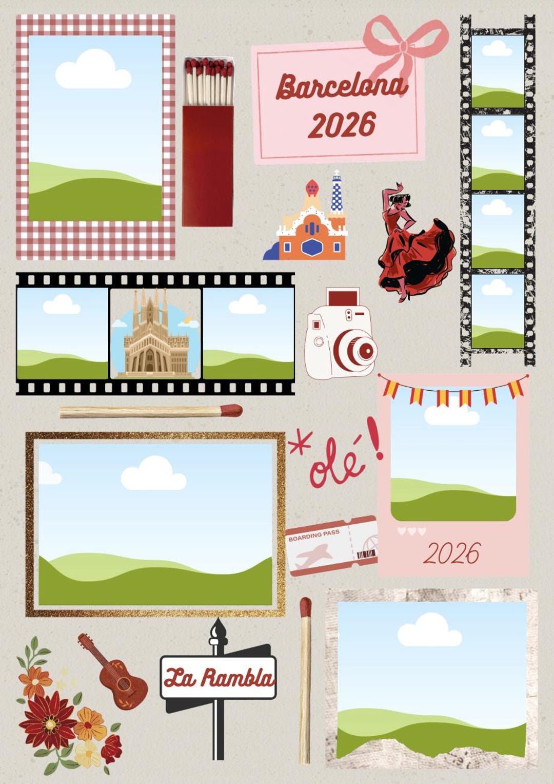 Barcelona Printable - Matchbox, Scrapbook, Memories, Travel, Holiday ...