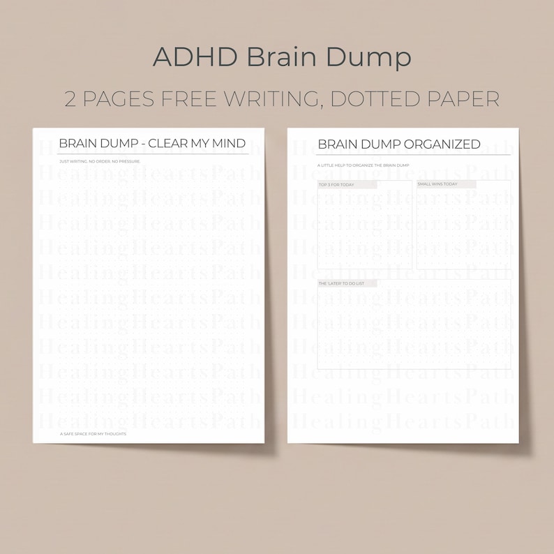 ADHD Brain Dump List | Minimal Clear Mind, Organize Thoughts | A4 A5 ...