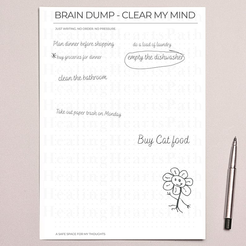 ADHD Brain Dump List – Minimal Printable for Overwhelm Relief | A4 A5 ...