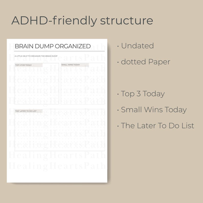ADHD Brain Dump List – Minimal Printable for Overwhelm Relief | A4 A5 ...