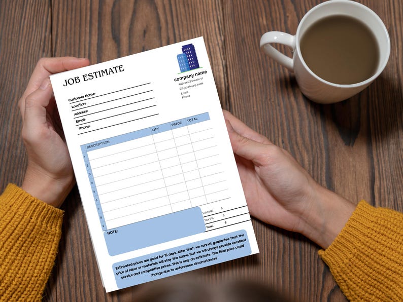 Job Estimate Template PDF, Editable in Canva, Contractor Bid (digital ...