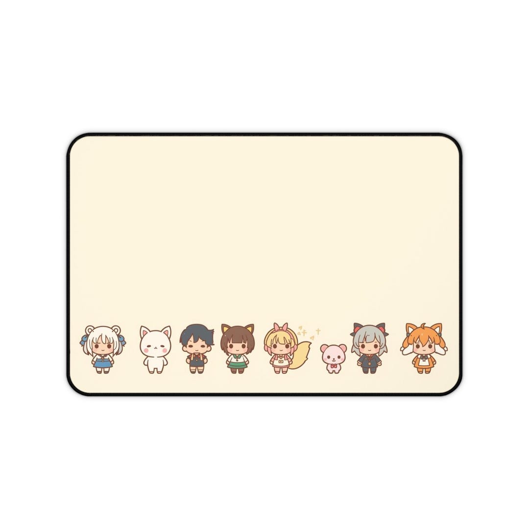 Kawaii Animal Chibi Characters Desk Mat | Cute Minimalist Mouse Pad - Etsy