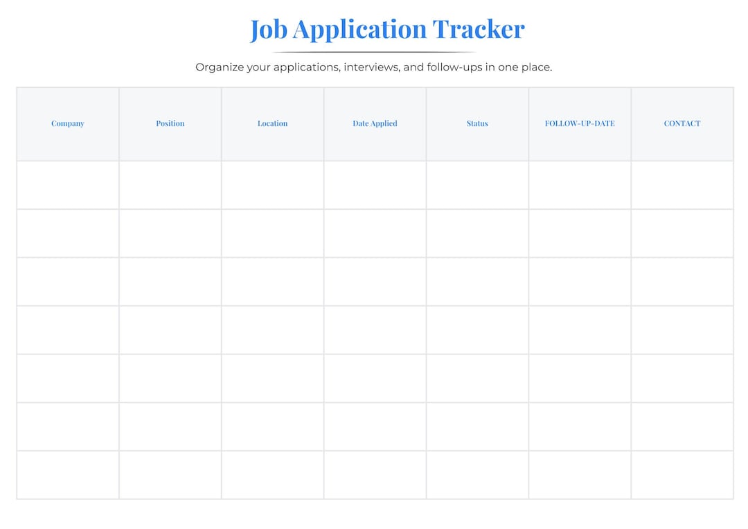 Internship Application Tracker Printable, Student Job Search Planner ...