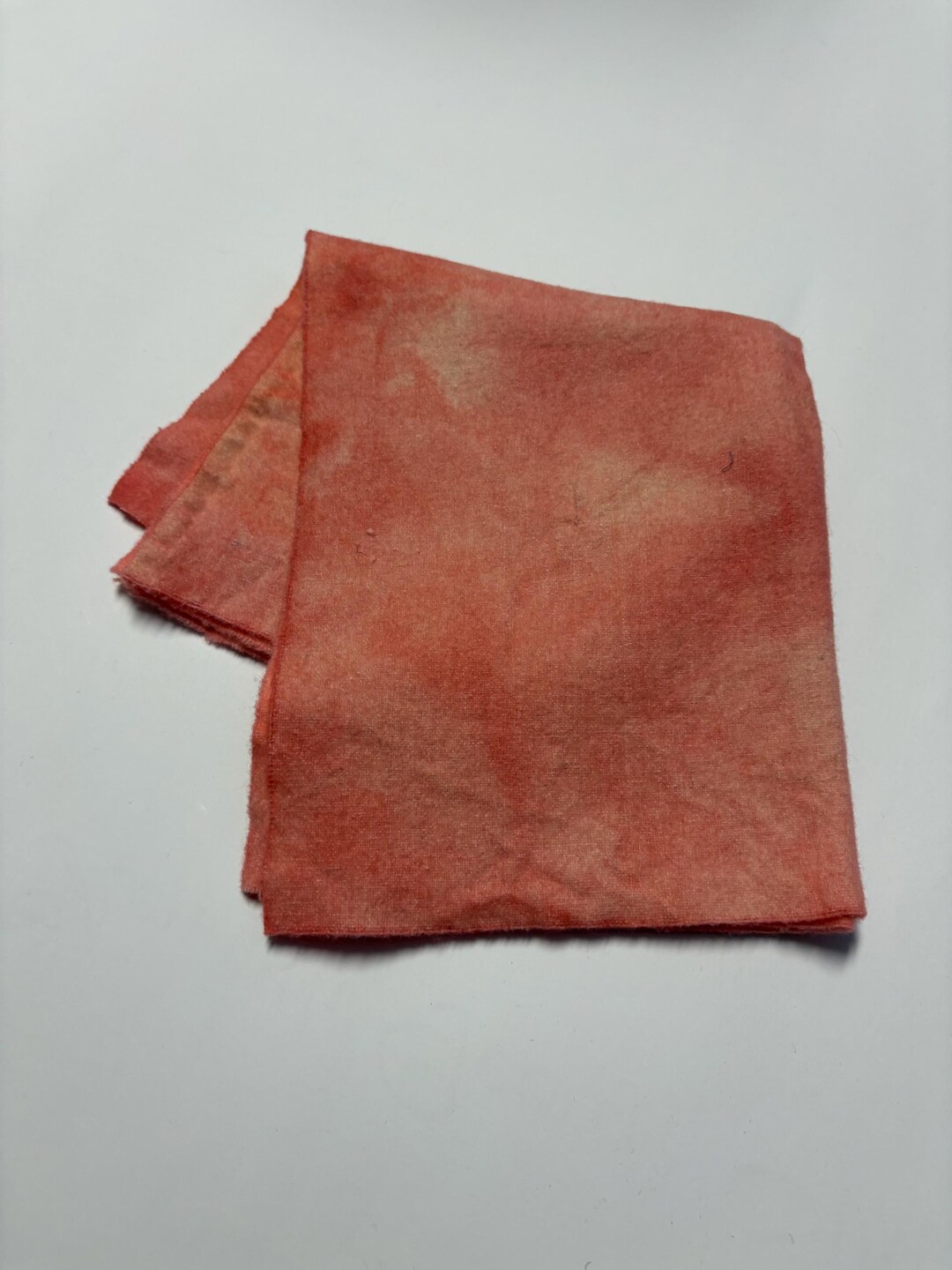 Hand Dyed Wool Fabric - Coral Salmon Peach Mottled, Rug Hooking ...