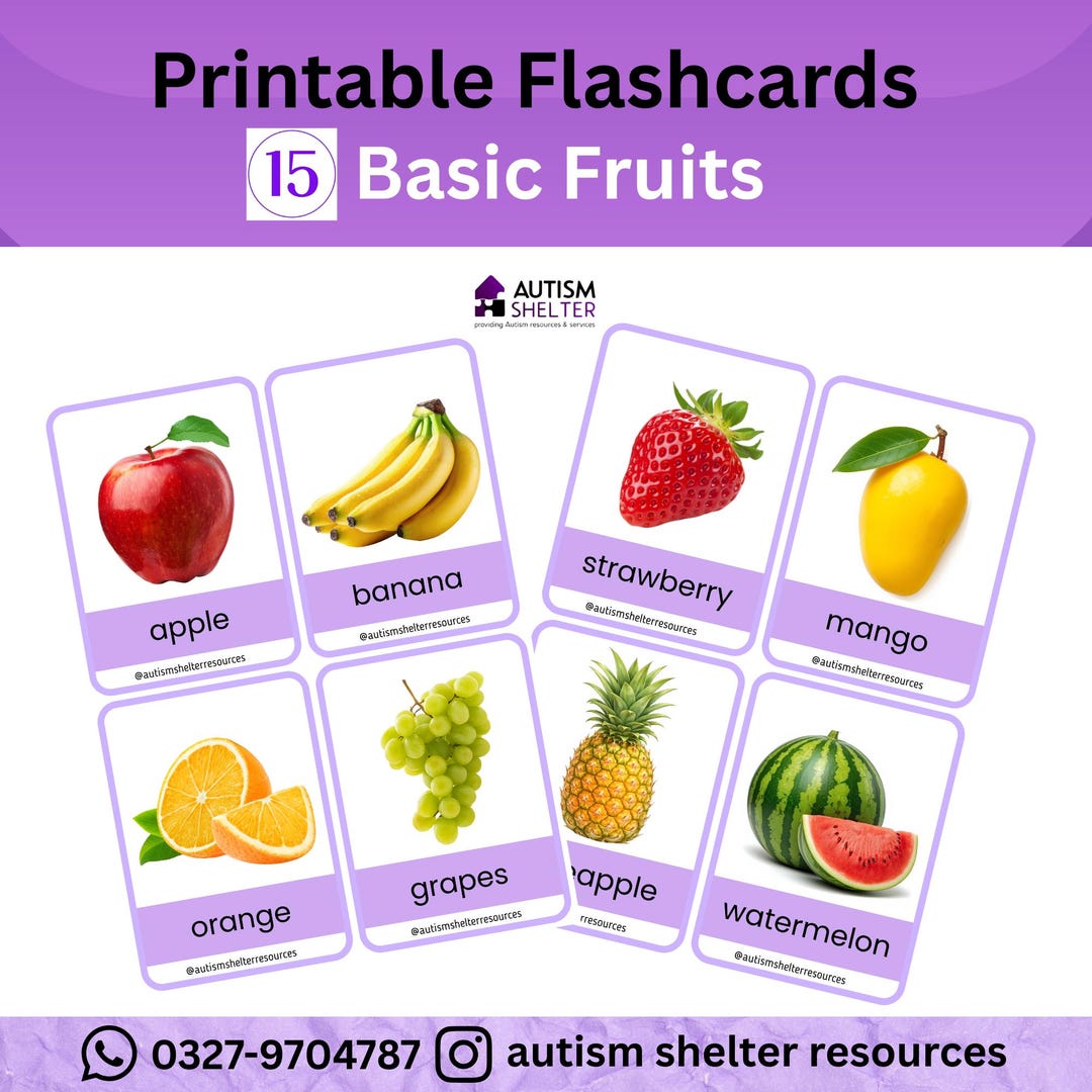 Fruit Flashcards, Real Pictures, Therapy Resources (digital Download ...