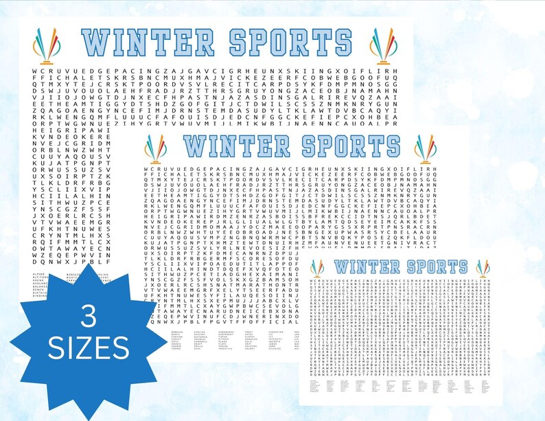 Winter Sports Word Search Game | Olympic Sized Puzzle | Classroom ...