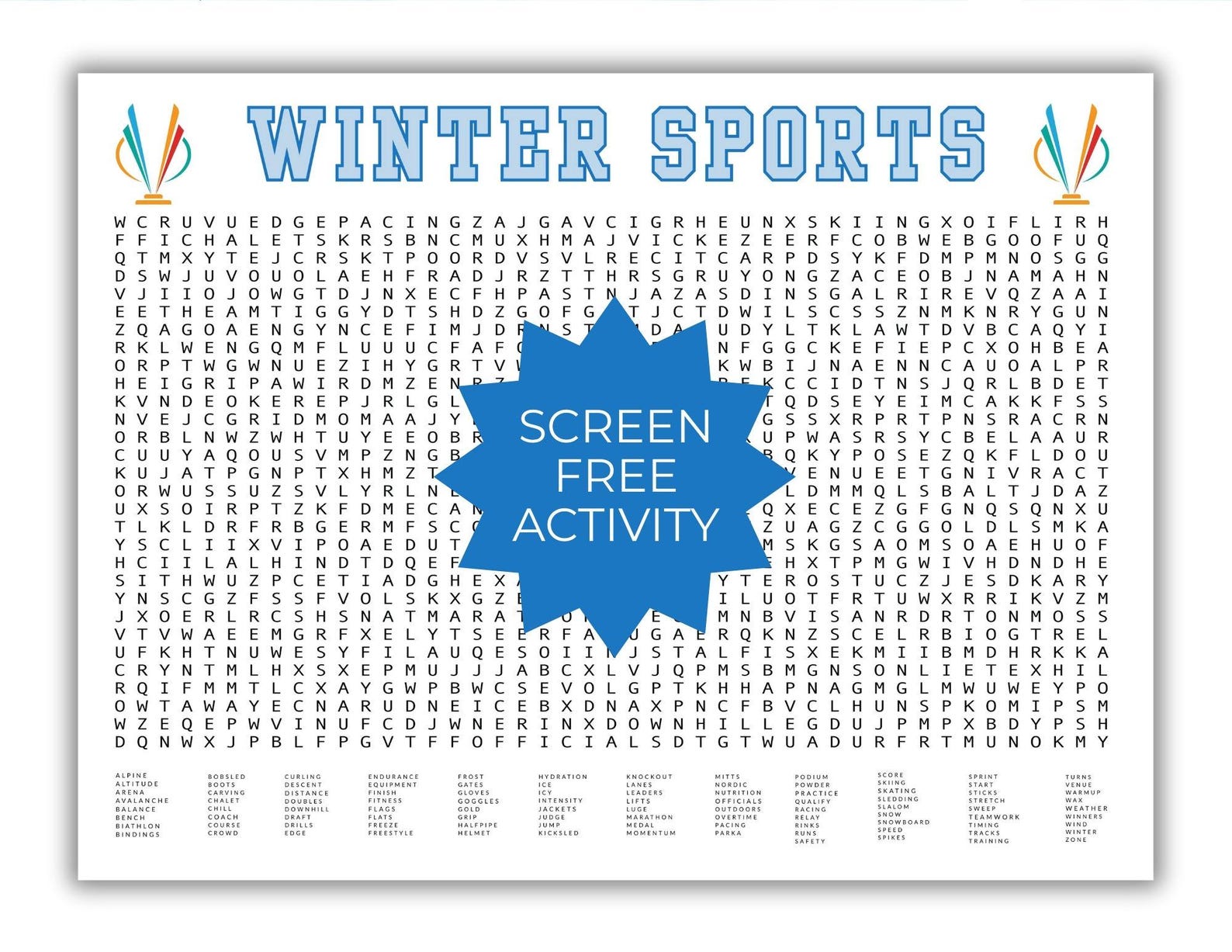 Winter Sports Word Search Game | Olympic Sized Puzzle | Classroom ...