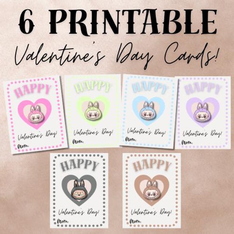 Labubu Valentine's Day Cards | Kawaii Kids Classroom Gift (PDF Bundle 8 ...