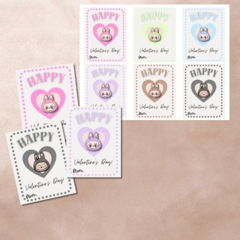 Labubu Valentine's Day Cards | Kawaii Kids Classroom Gift (PDF Bundle 8 ...