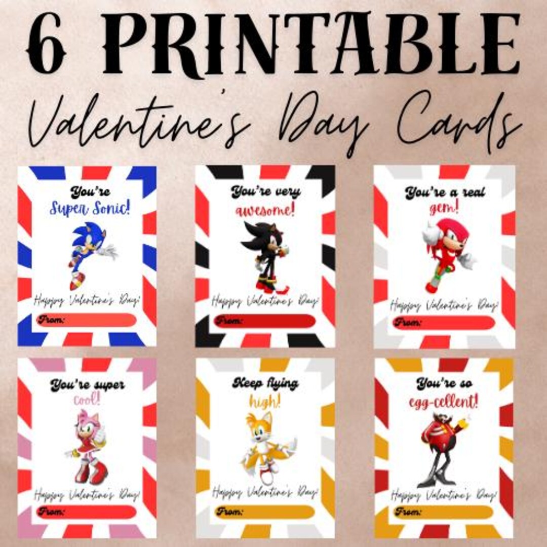 Sonic Valentine's Day Cards | Printable Classroom Valentines (8.5 X 11 ...