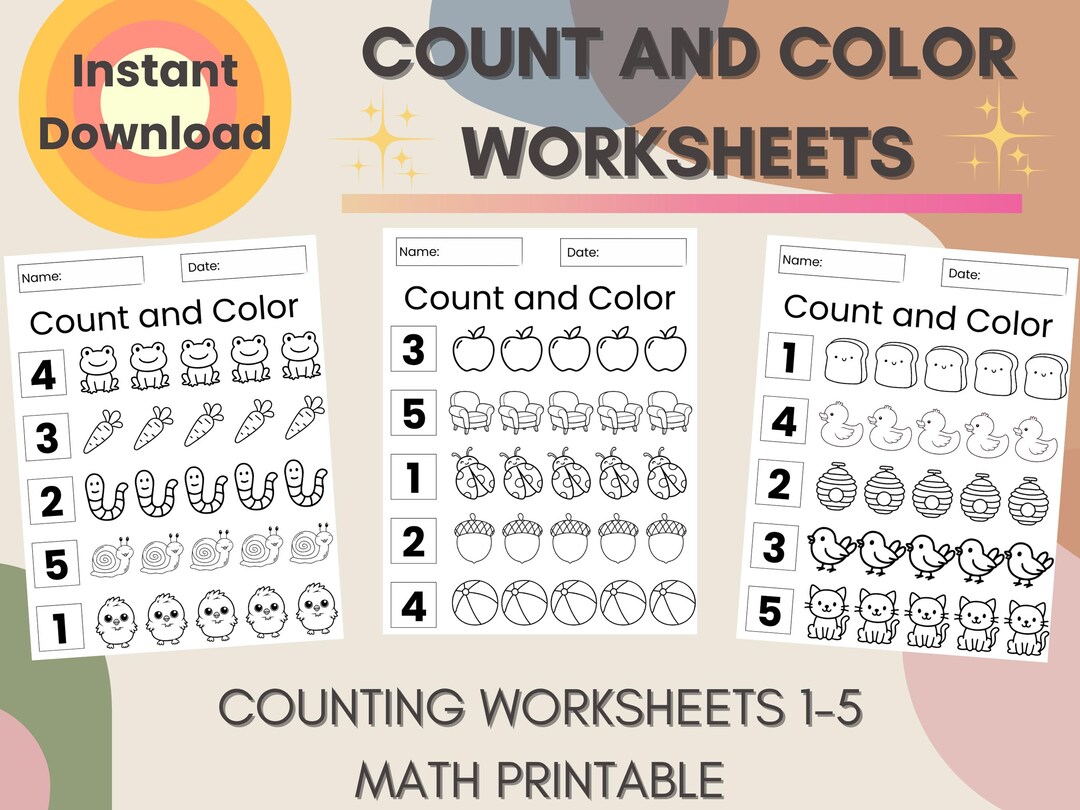 Count and Color Worksheets 1-5 - Preschool Math Printable ...