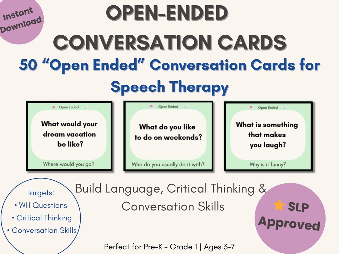 Open Ended Question Cards | Conversation Starters for Kids | Speech ...