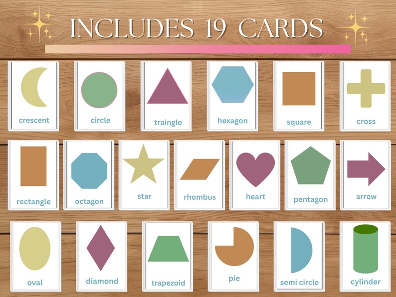 Shapes Flashcards Printable - 19 Shape Cards - Preschool & Kindergarten ...