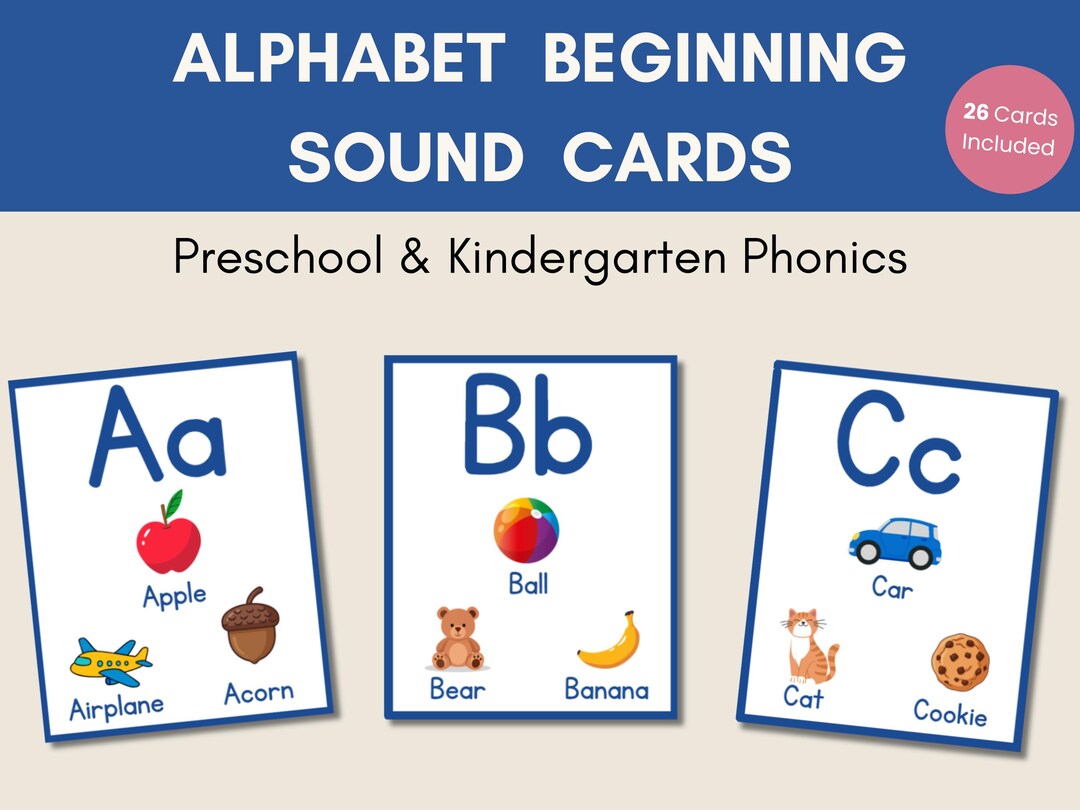 Beginning Sounds Phonics Cards Printable PDF | Alphabet Letter Sound ...