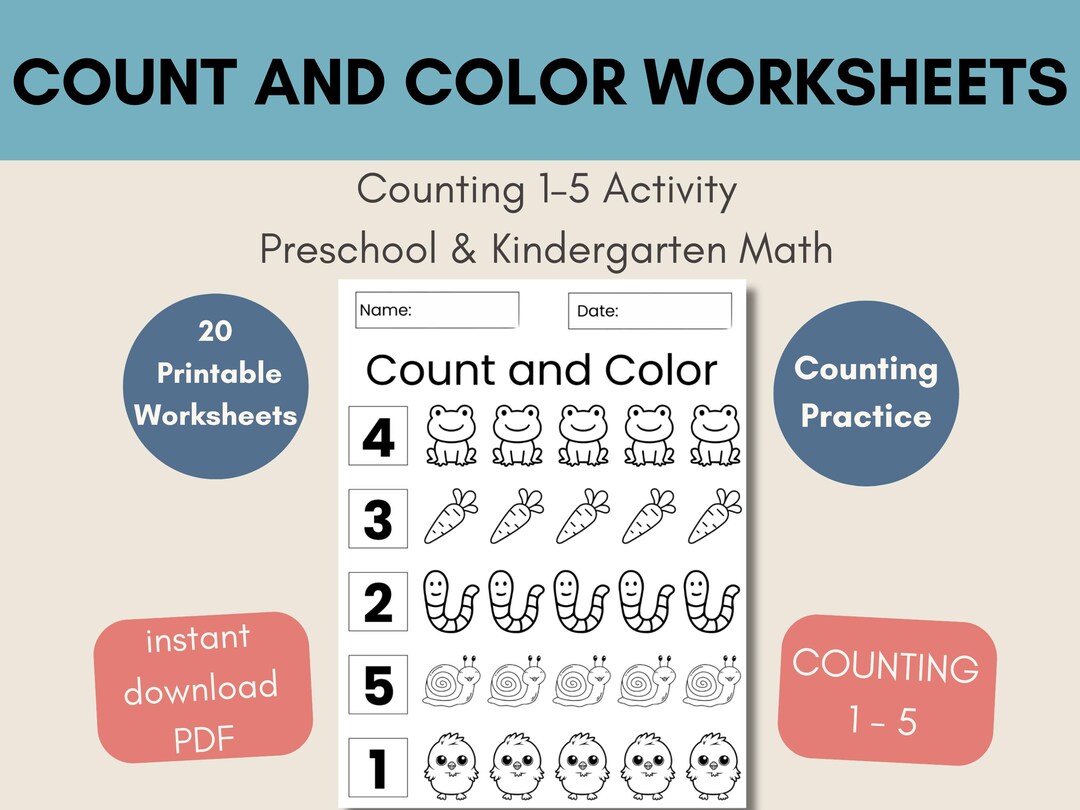 Count and Color Worksheets | Counting 1-5 Activity | Preschool Math ...