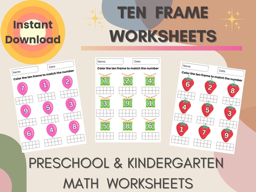 Ten Frame Worksheets for Preschool & Kindergarten - Numbers 1-10 Math ...