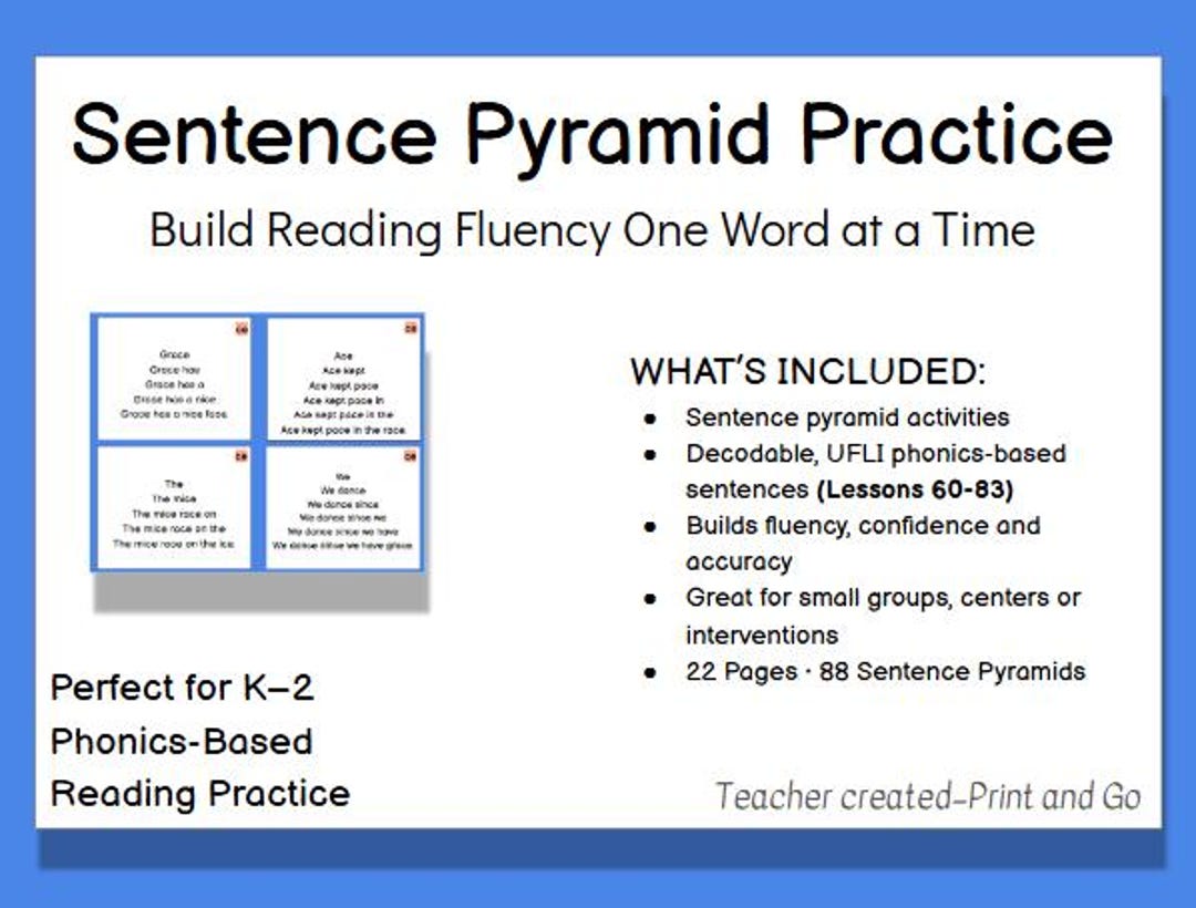 Sentence Pyramids for UFLI Lessons 60–83 | Phonics Fluency Practice ...