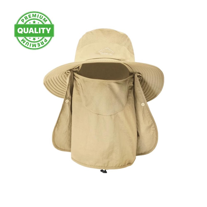 Sun Hat With Face Cover | Wide Brim Unisex UV Protection Nylon Cap - Etsy