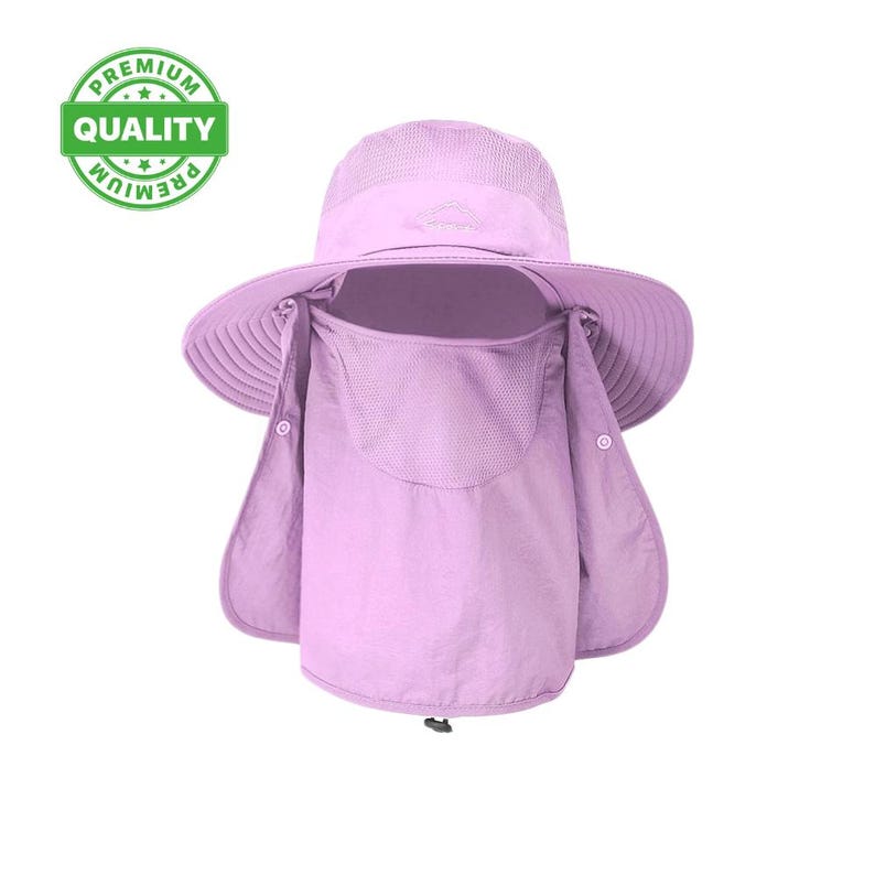Sun Hat With Face Cover | Wide Brim Unisex UV Protection Nylon Cap - Etsy