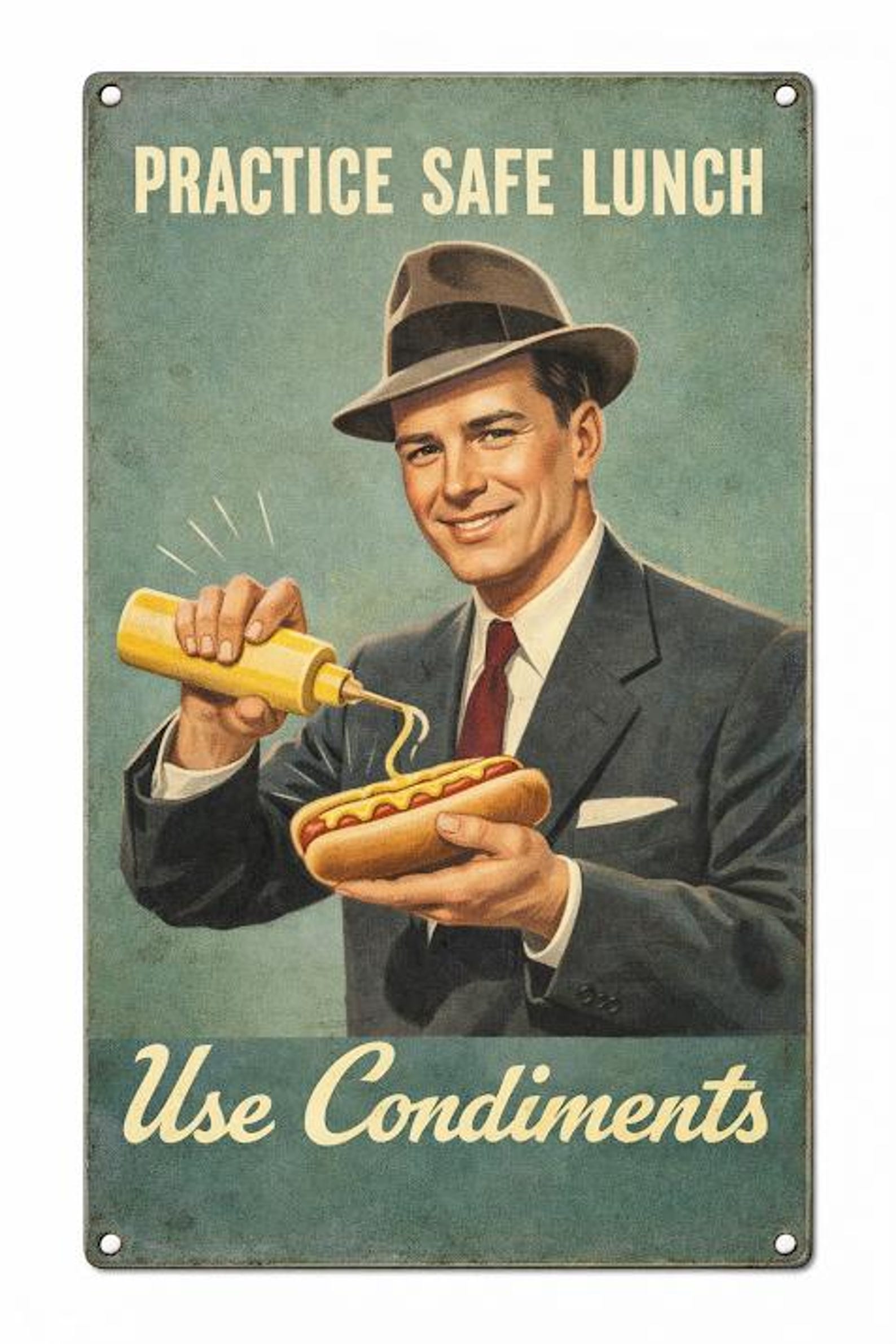 Vintage Lunch Safety Poster Metal Sign, Retro Hot Dog Kitchen Wall ...