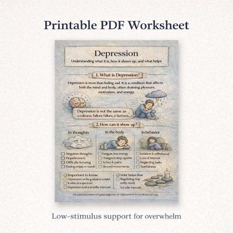 Depression Printable for Therapists & Students | Depression ...