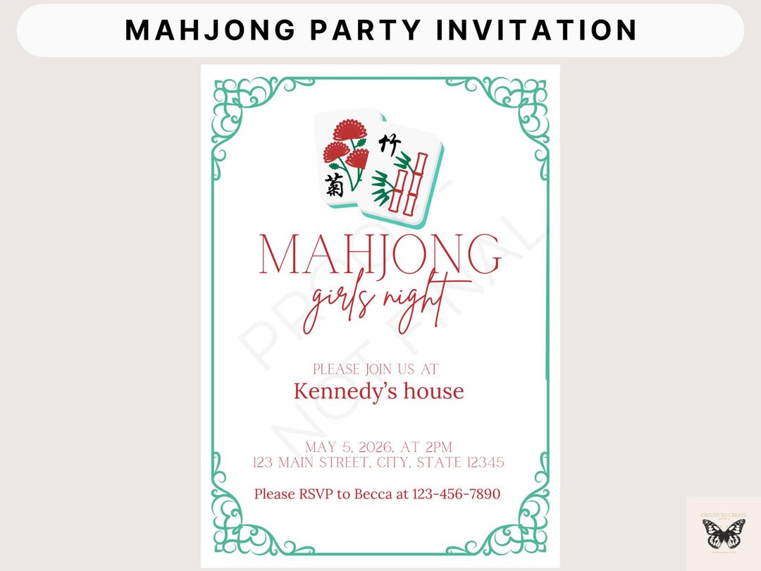 Mahjong Party Invitation/ Girls Night / Digital Download / Personalized ...